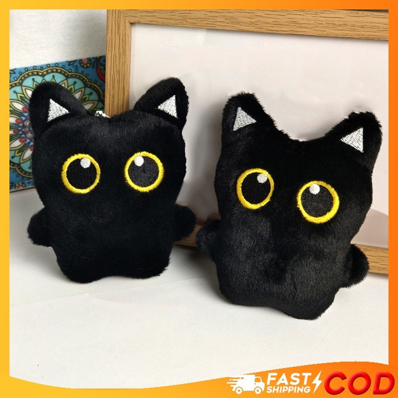 Y2K Camera Black Cat Plush Keychains Couple Bag Pendant Trinket Lover's ...