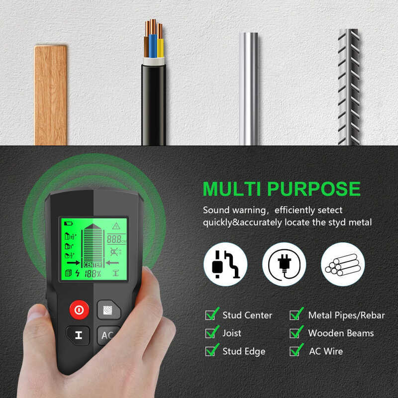 Handheld Wall Metal Detector Backlit AC Wood Stud Scanner Pipe Cable ...