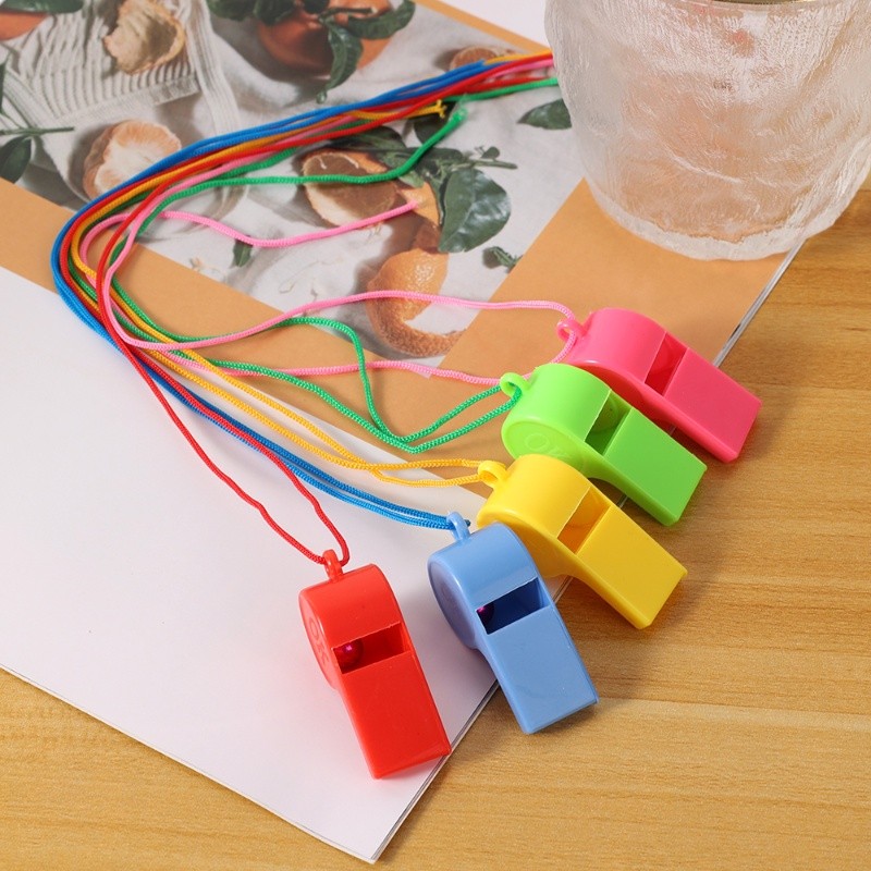 1PC Plastic Whistles with Lanyard Brilliant Colorful Portable Whistles ...