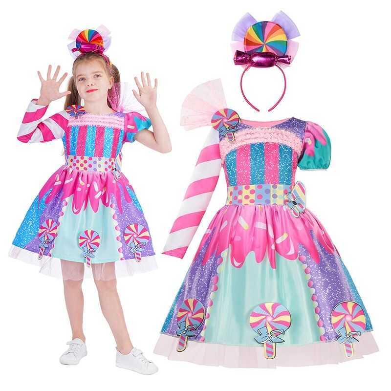 LY Sweet Lollipop Girls Candy Dress Costume Kids Purim Festival Fancy ...