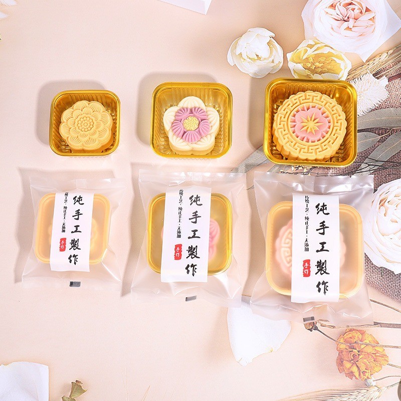100pcs Transparent Mooncake Plastic Tray PET Pastry Cake Egg Yolk Crisp ...