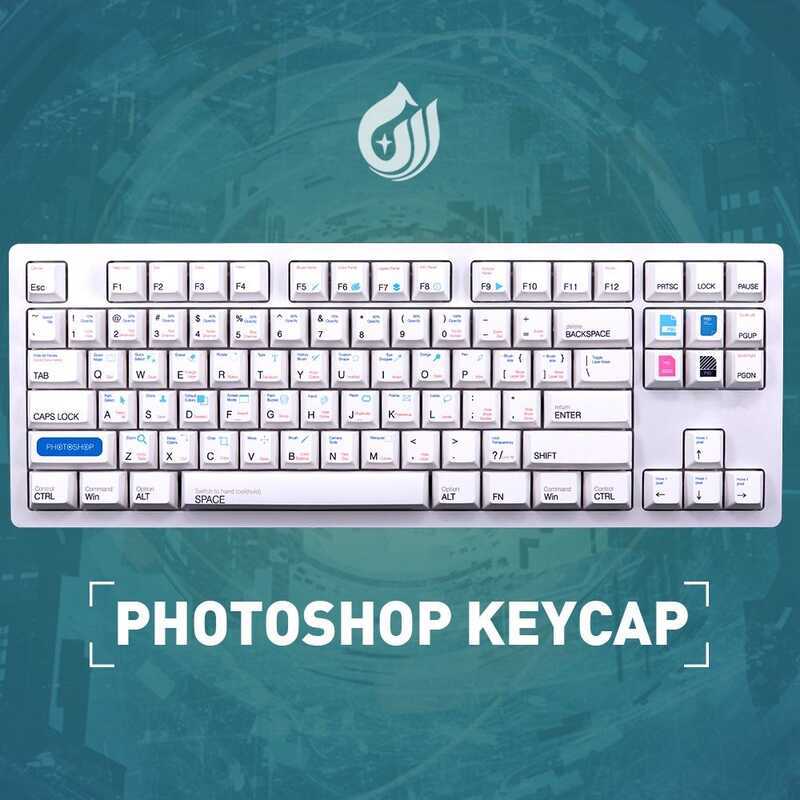 136 Keys Photoshop Keycaps Cherry Profile Dye-Sub PS Shortcut Reference ...