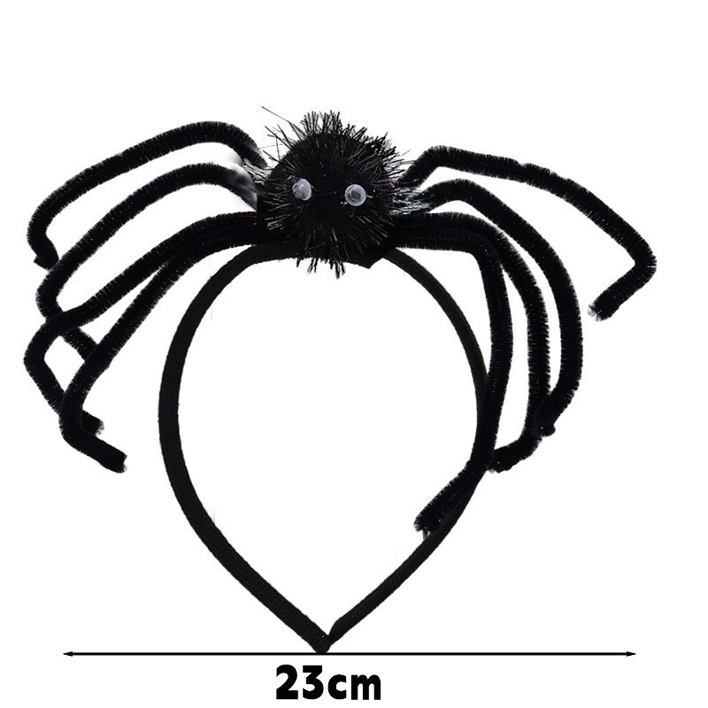 Halloween Black Plush Big Spider Headband - Fashion Gothic Novelty Long ...