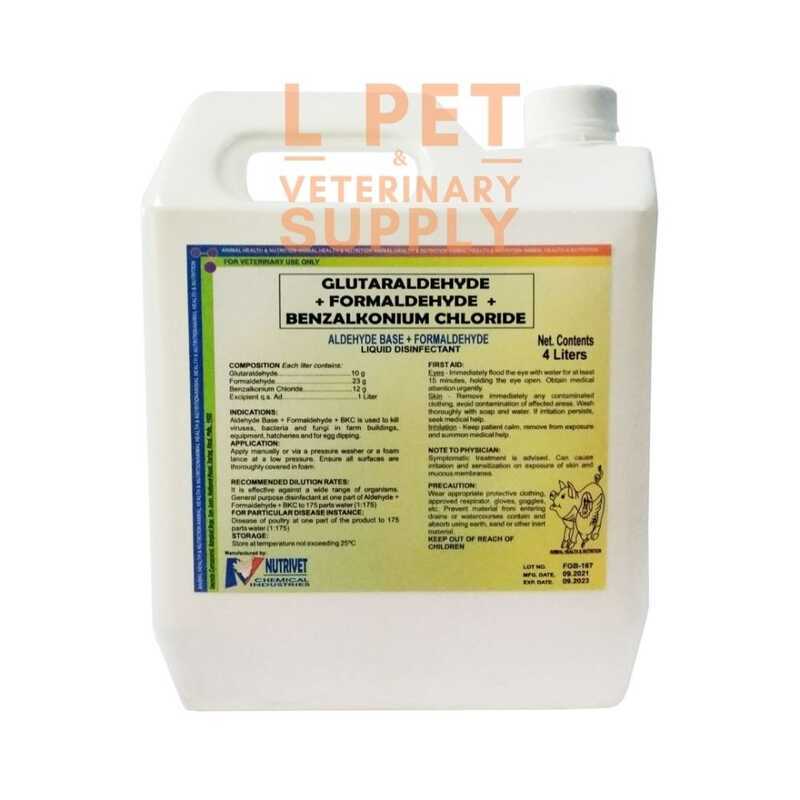 FORMALIN + GLUTARALDEHYDE BK (4L) 4 L / 1 Gallon Nutrivet FOR ANIMALS ...