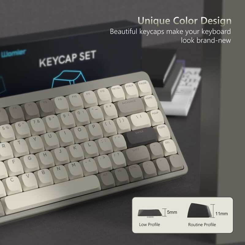 Key WOMIER Khaki Grey Low Profile PBT Keycaps Backlit Shine Through RGB ...