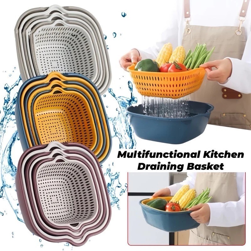 6pcs/set Strainers and Colanders Bowl Set Stackable 2 in 1 Fruit ...