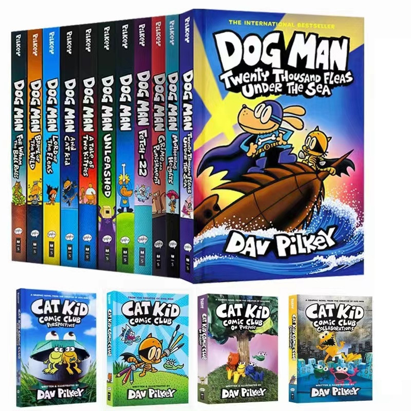 Dog man comic book Hardbound Books set of 17 by Dav Pilkey | Shopee ...