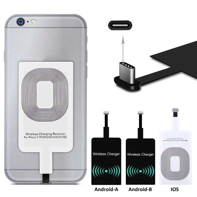 Qi Charger Receiver Support Micro USB Type C Fast Charging Adapter For ...
