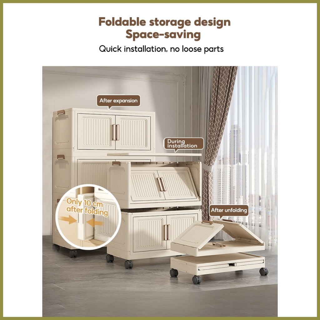 Foldable Storage Cabinet Almari Baju Stackable Storage Box Clothes ...