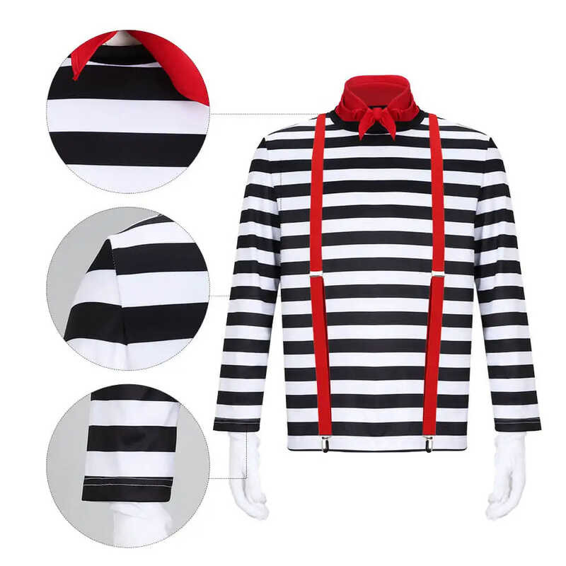 French Mime Cat Unisex Cosplay Costume Mime Art Festival Striped Set ...