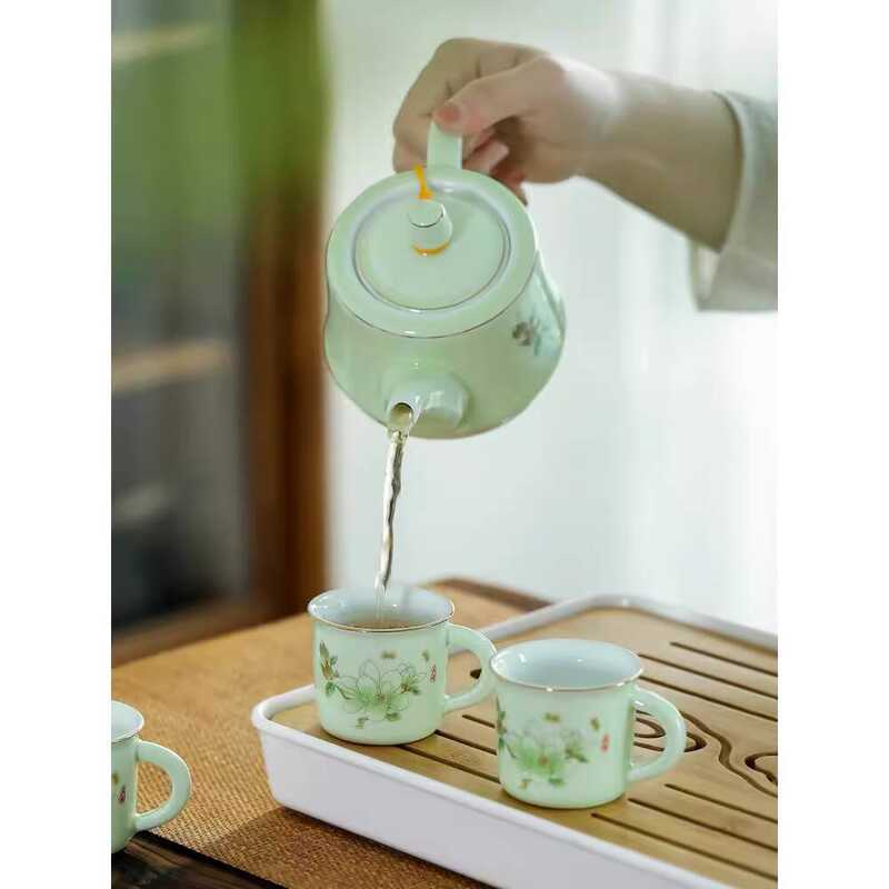 Large Ceramic Filter Teapot Kung Fu Set with Strainer Porcelain Inner ...