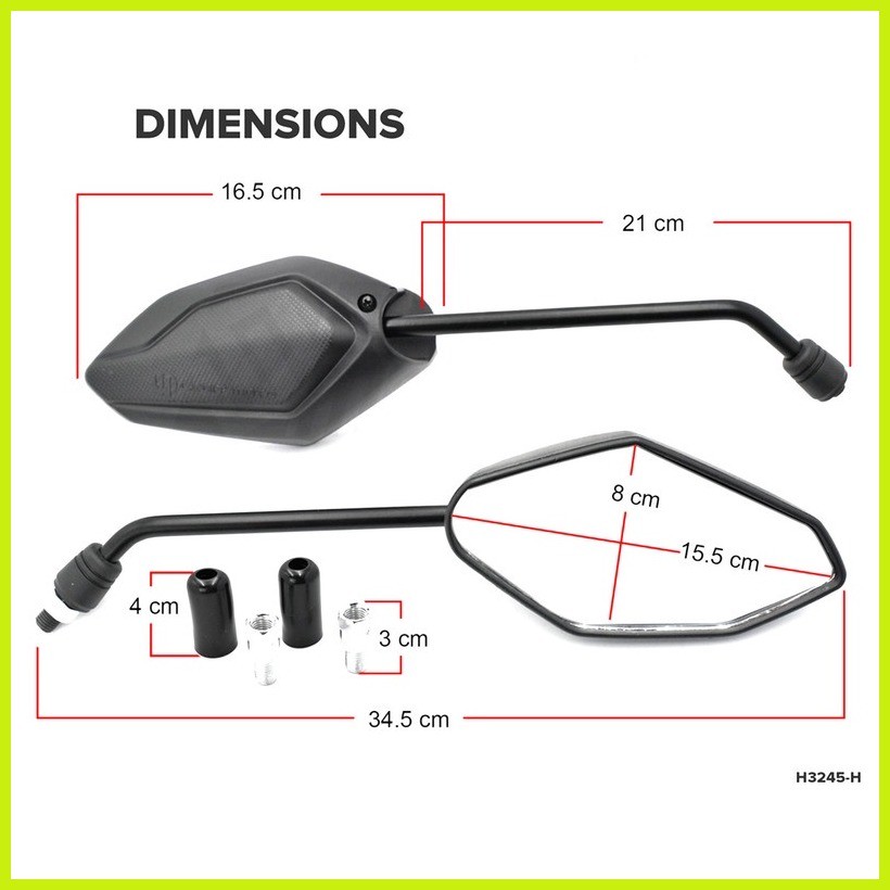Honda Click 125i Stock Side mirror Long Stem with extension left and ...