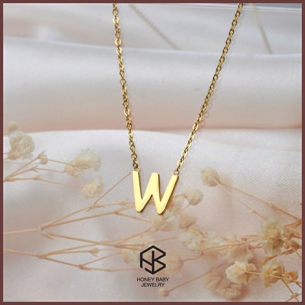 ☺ HB Jewelry LETTER W Gold Plated Letter W Pendant Chain Necklace ...