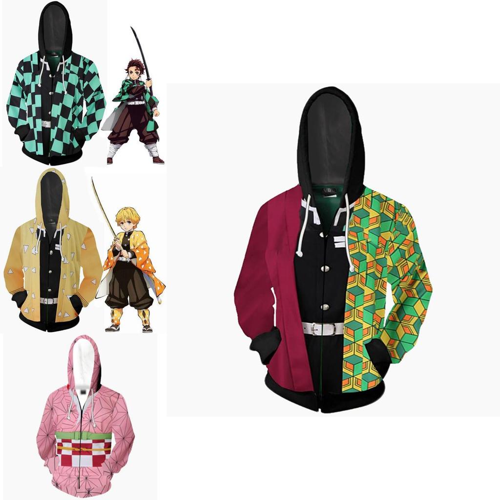 Demon Slayer Cozy Kimetsu No Yaiba Breathable Hooded Sweatshirt Jacket ...
