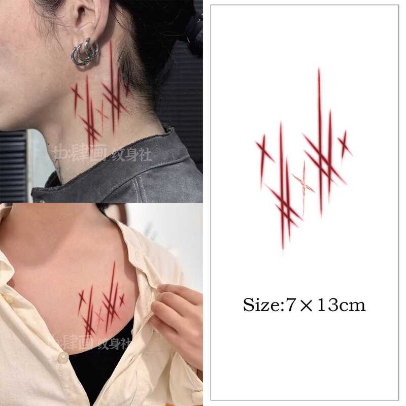 Realistic Scratch Scar Tattoo Blood Halloween Party Men and Women Neck ...