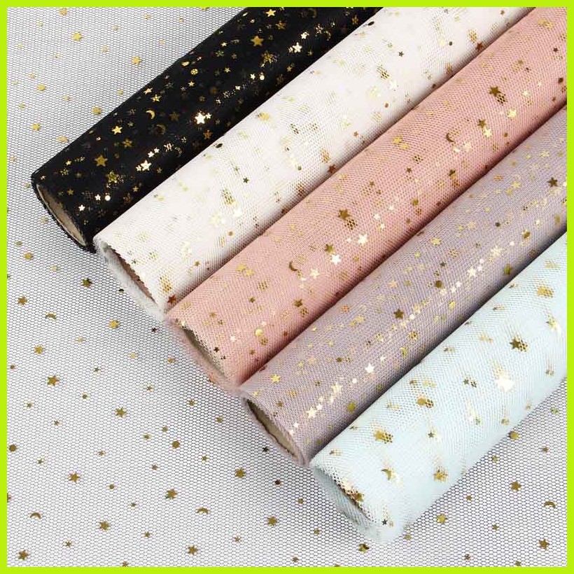 Star and moon gauze flower wrapping paper Flower Bouquet Lace Gauze ...