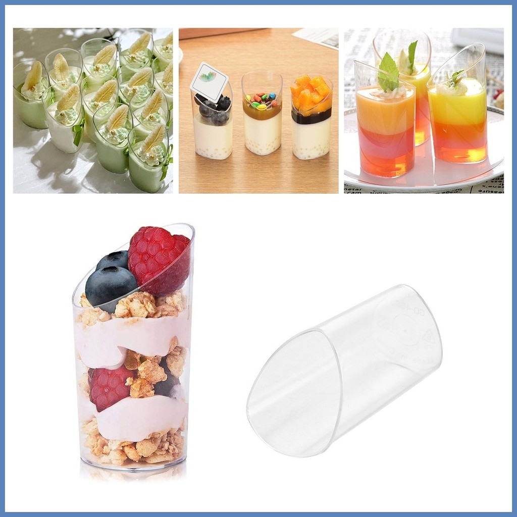 10-50pcs Cylinder Oblique Mouth Mousse Cups Clear Plastic Disposable ...