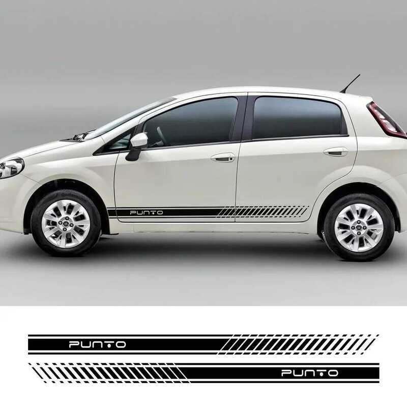 Car 2Pcs Long Side Stripes Stickers DIY Auto Vinyl Film Decals For FIAT ...
