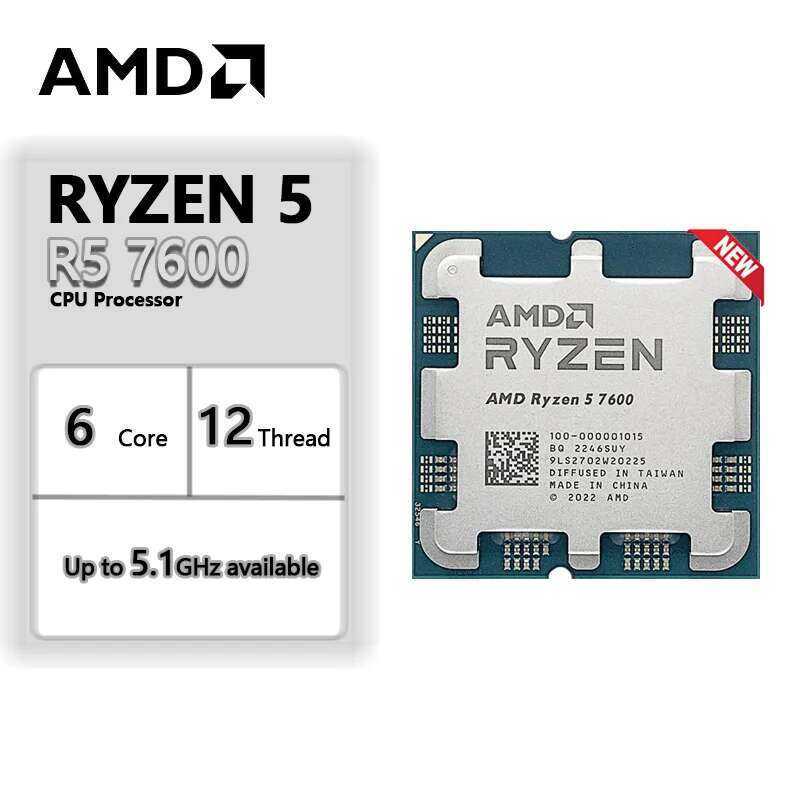 X AMD Ryzen 5 R5 7600 CPU Socket Am5 New But Without Cooler | Shopee ...