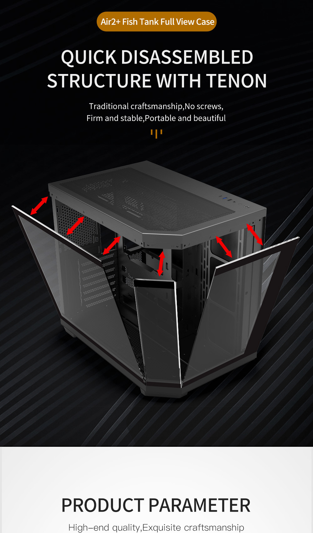 Acer AIR2 Gaming PC Case with Screen and Tempered Glass, 270° Panoramic ...