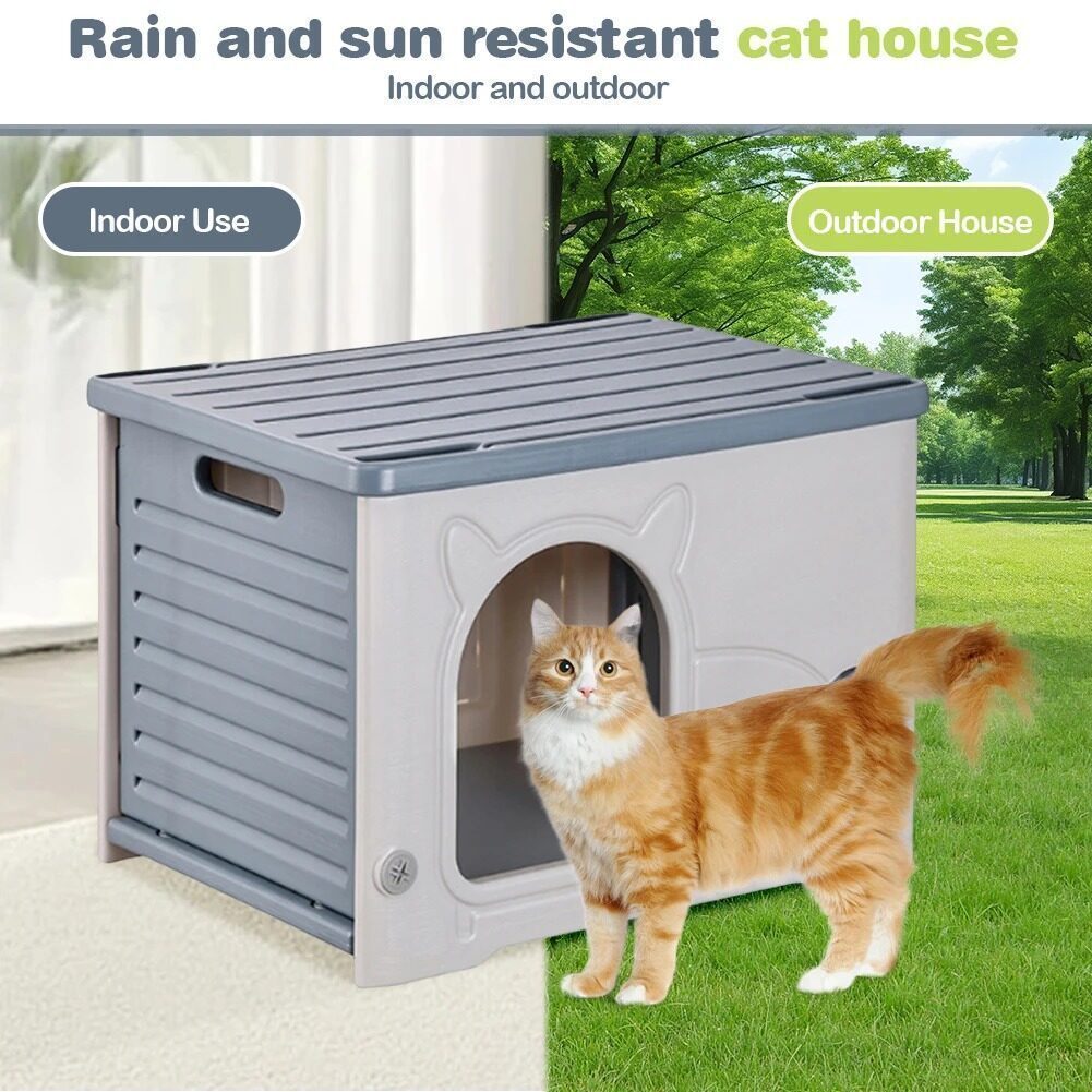 TEEKLAND Portable All Weather Cat House for Indoor Outdoor Use ...