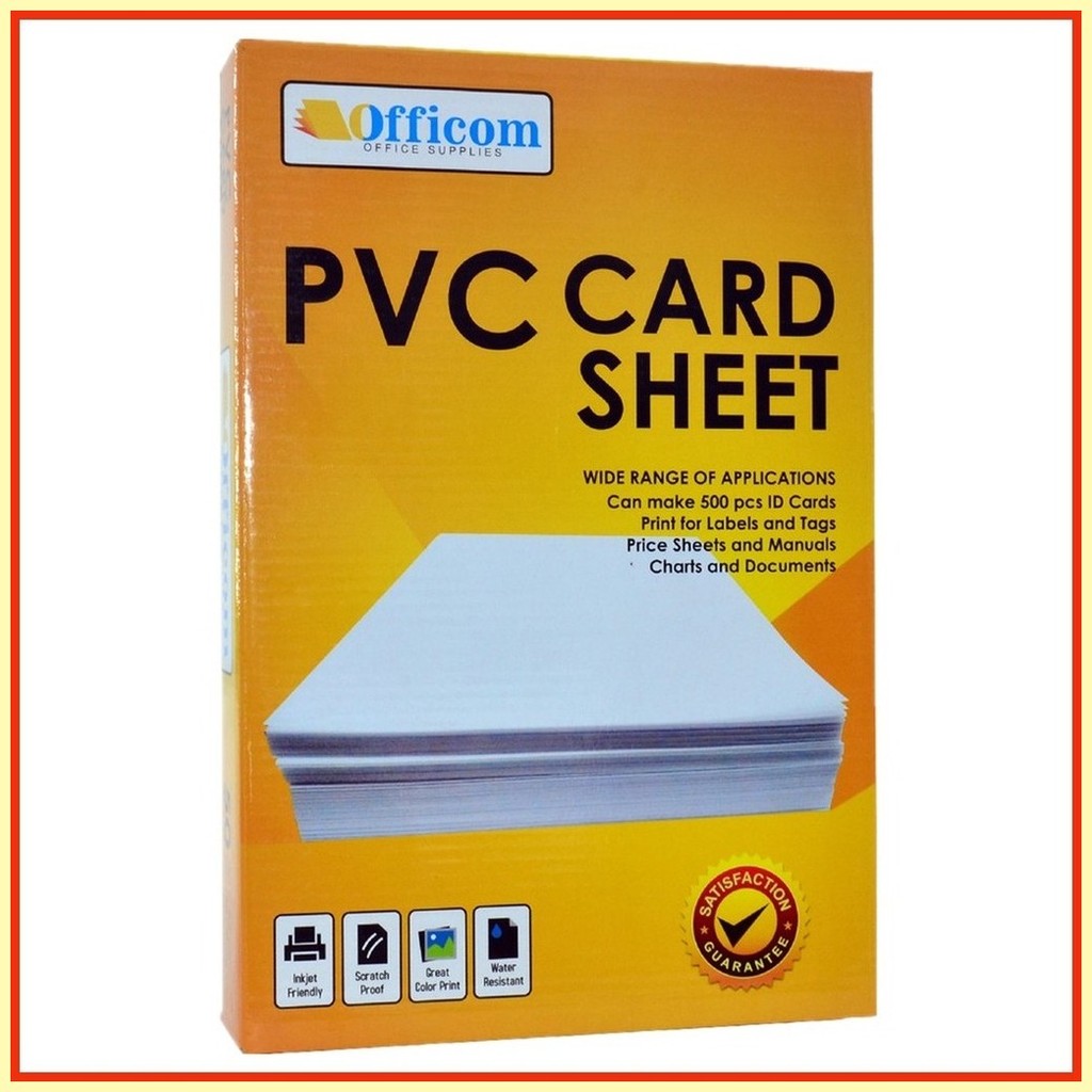 A4 size PVC Card Sheet for ID Making Officom Brand (50 Sheets) | Shopee ...