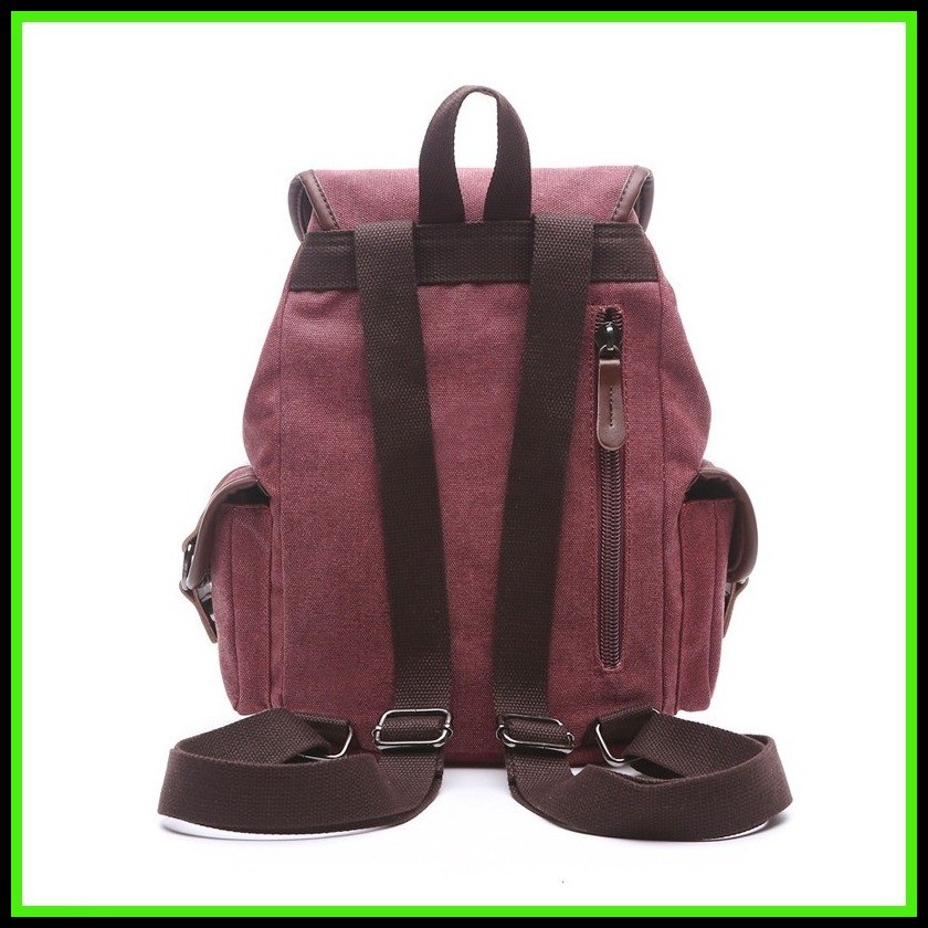 Canvas Backpack Korean Trend Women's Backpack Student Solid Color Multi ...