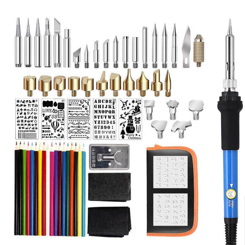 71-Piece Wood Burning Set 60W Adjustable Temperature Pyrography Tool ...