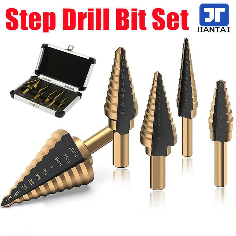 COD JIANTAI 5Pcs Step Bit Set Hss Multiple 50 Sizes Cobalt Titanium ...