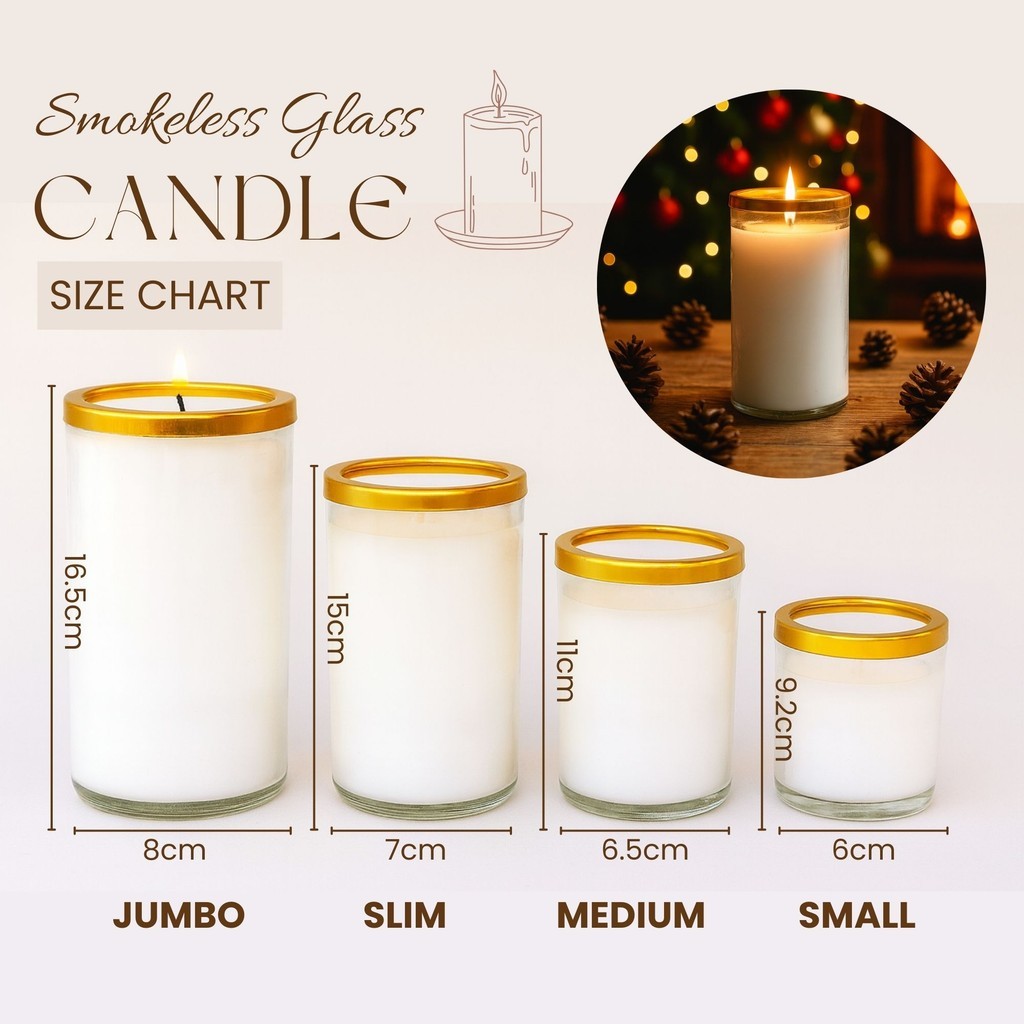 Candle for Cemetery with Glass Holder | Liwanag Smokeless White Kandila ...