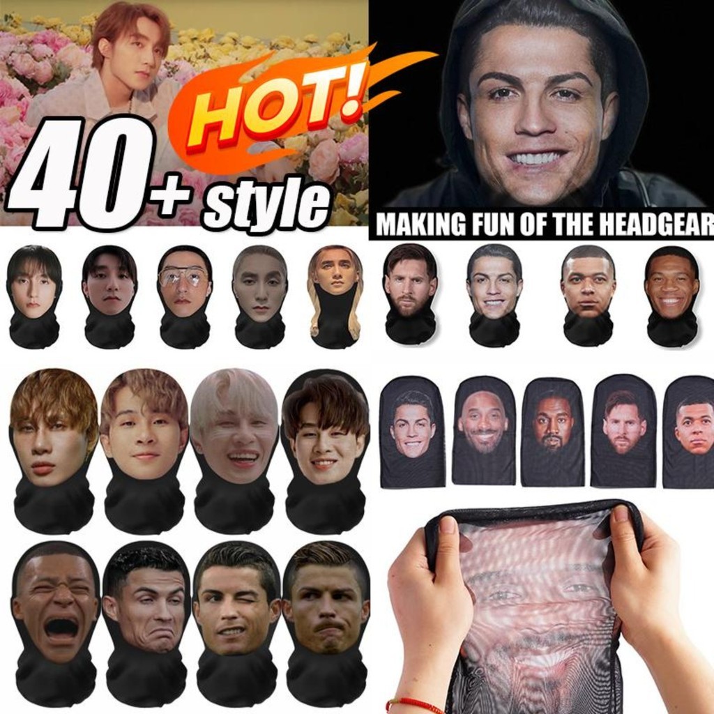 3D Full Face Balaclava Funny Creative Cosplay Facial Face Masks Ronaldo ...