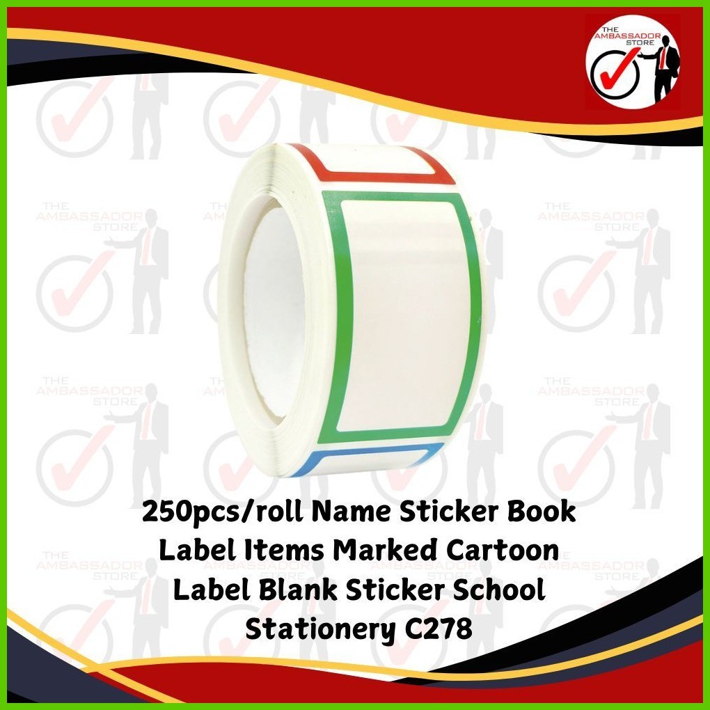 ⇨ ℡ 250pcs/roll Name Sticker Book Label Items Marked Cartoon Label ...