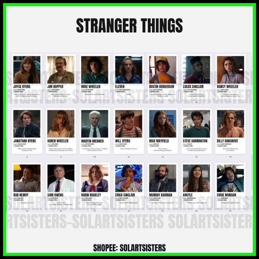 SET 22pcs Stranger Things Characters Waterproof Poster Print Pack ...