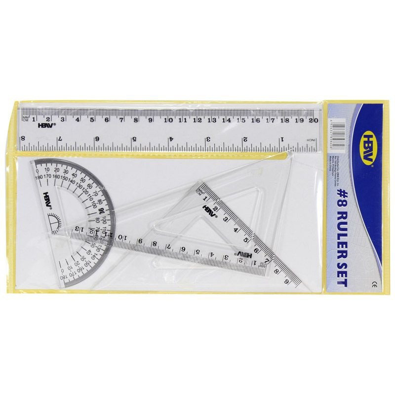 HBW Ruler Set 8" (8"Ruler 4"Ruler 2Xtriangle) | Shopee Philippines