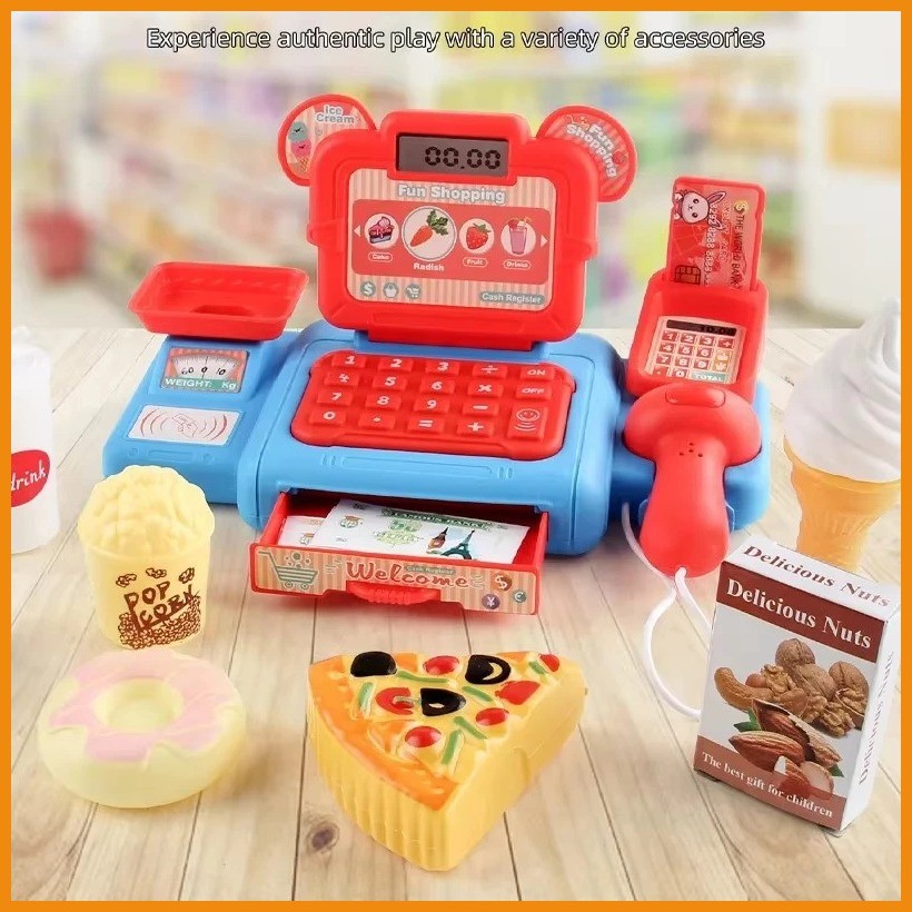 Kids Electronic Cash Register with Calculator Realistic Play Money ...