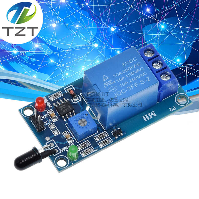 5V 12V Relay Module Fire Alarm Infrared Receiver Flame Detection Sensor ...