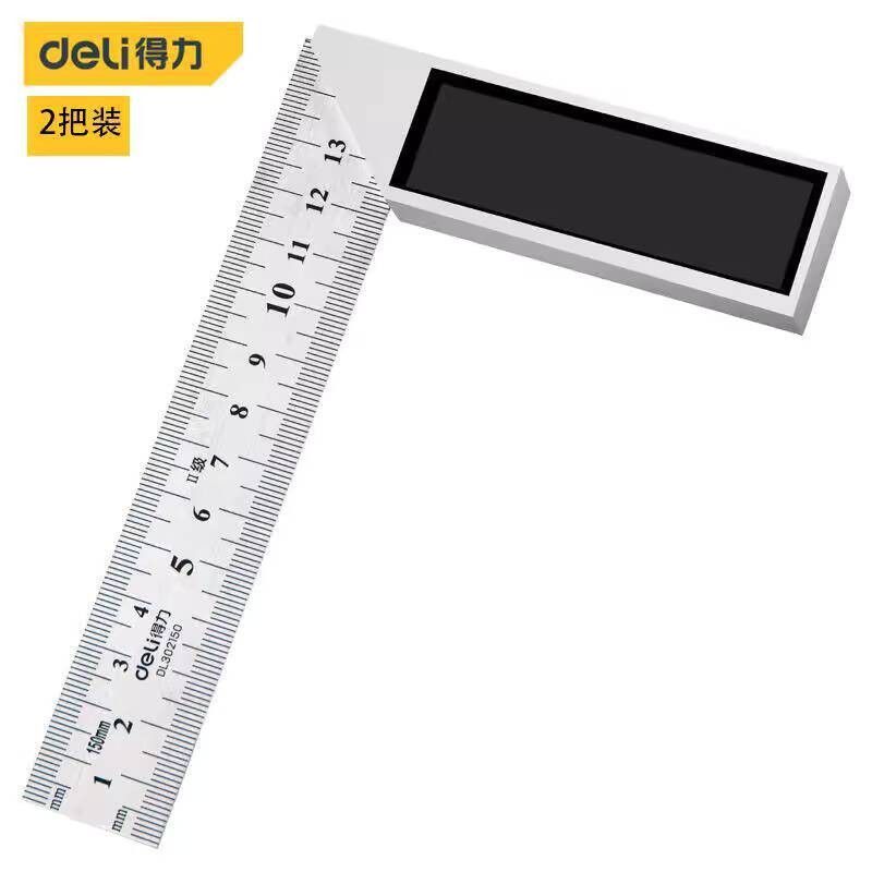 ☑♥ Deli 2-Pack Stainless Steel Angle Ruler Right Angle Ruler Dual Scale ...