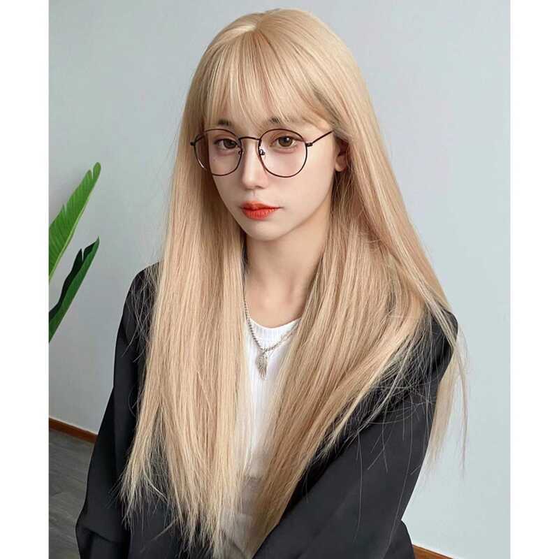 Long Straight Hair Wigs Female Cos Hairstyle Full Headgear Natural ...
