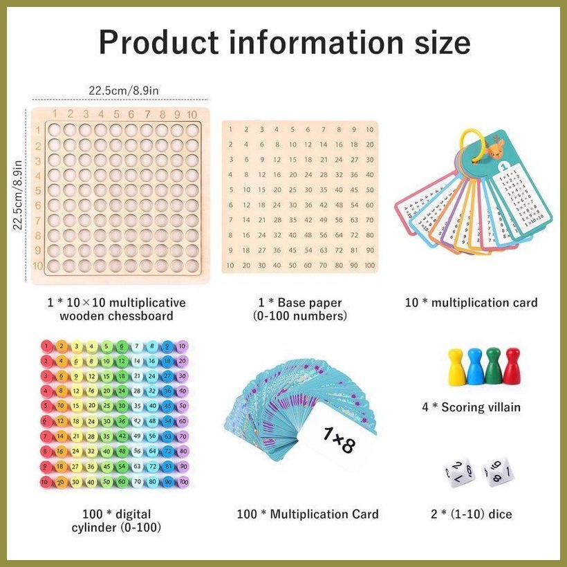 Wooden Math Multiplication Board Montessori Children Counting Toy with ...