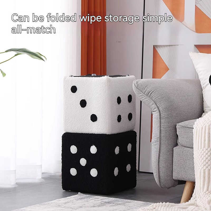 Lamb's Wool Dice Stool Children's Creative Low Solid Wood Shoe Changing ...