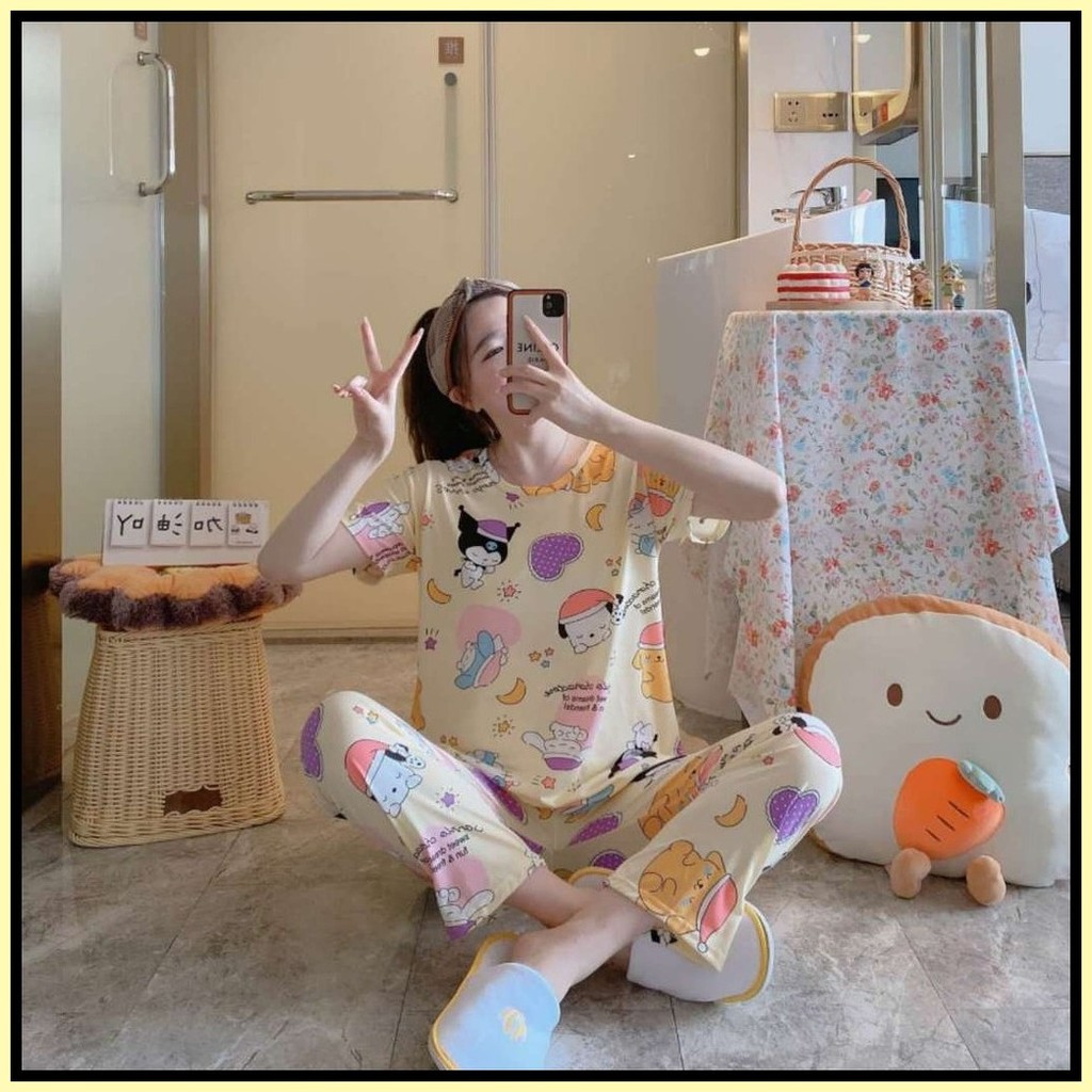 JONAFASHION/WOMEN COTTON SLEEPWEAR CARTOON CHARACTERS PAJAMA TERNO SET ...