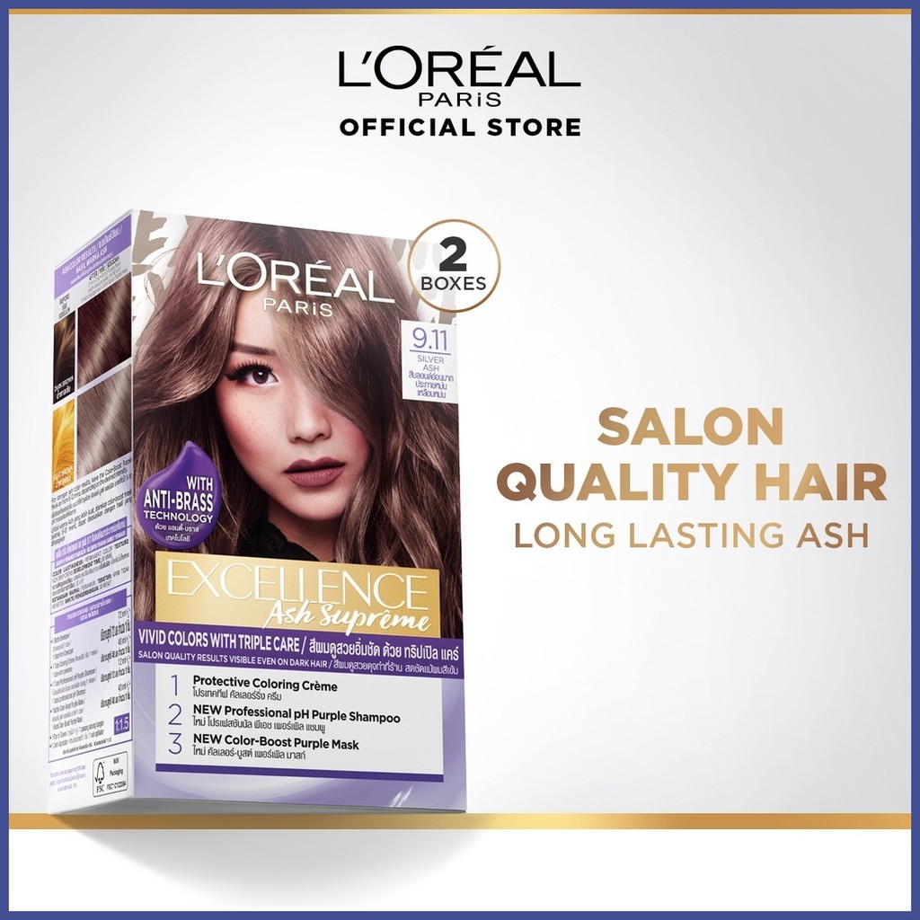 ♈ ☏ LOreal Paris Excellence Ash Supreme Haircolor 9.11 x 2 with Purple ...