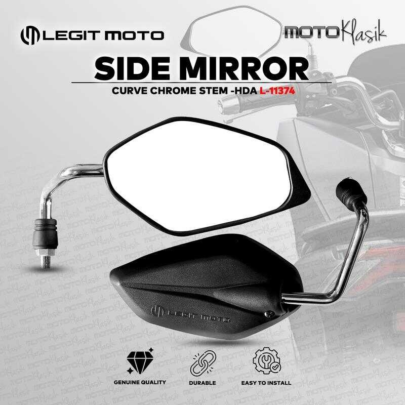 LEGITMOTO LEAF STYLE CURVE SIDE MIRROR CHROME STEM 10Mm L-11374 HONDA ...