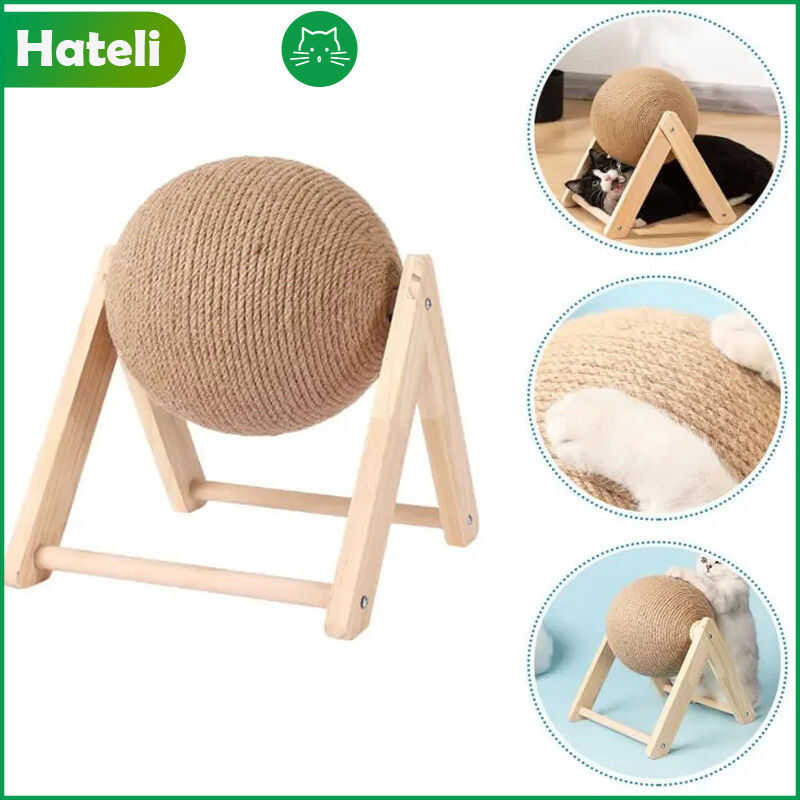 HATELI Cat Toy Natural Sisal Rope Kitten Scratching Scratcher With Ball ...