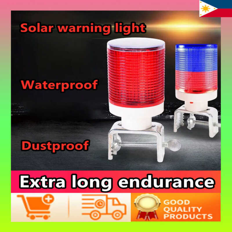 Solar LED Warning Light Traffic Tower Beacon Safety Signal Motorcycle Boat Road Construction ...