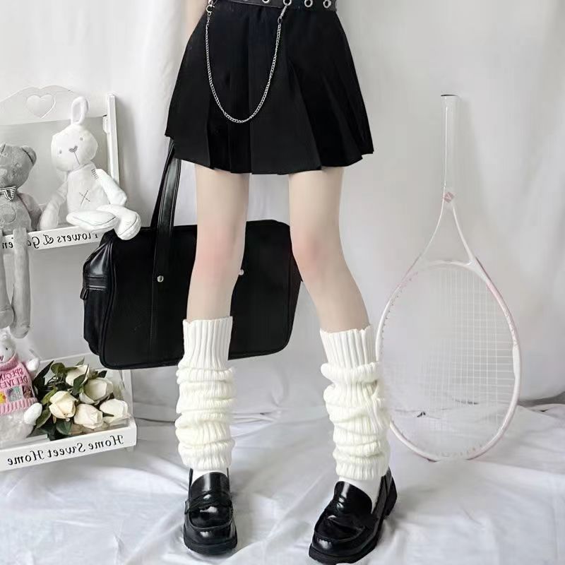 Lolita Women Knit Boot Socks Solid Color Stretchy Leg Warmers Pile Up ...