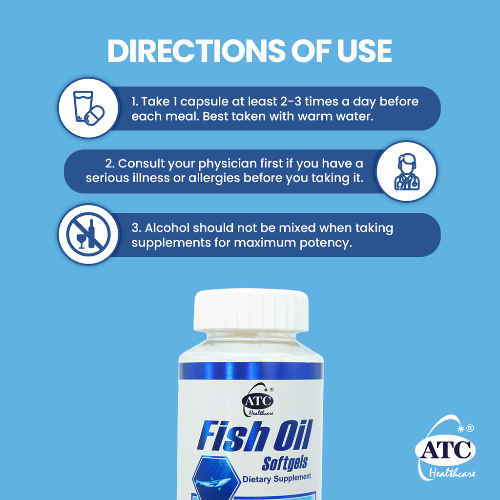 ATC Fish Oil 100's Omega 3 Health Supplements High Purity Soft Capsules ...