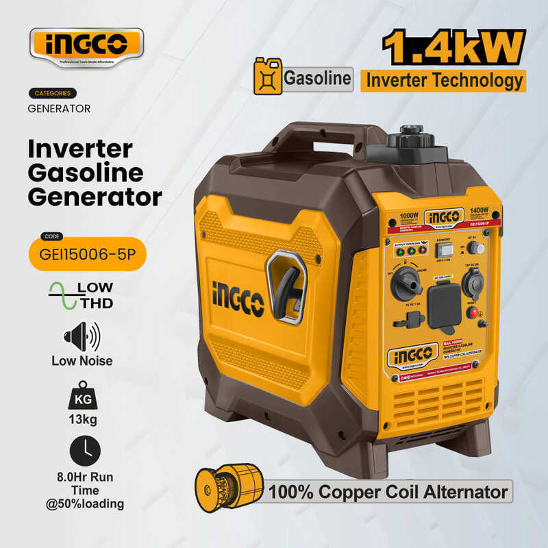 COD Ingco Portable Inverter Gasoline Generator 1Kw 4-Stroke With Pure ...