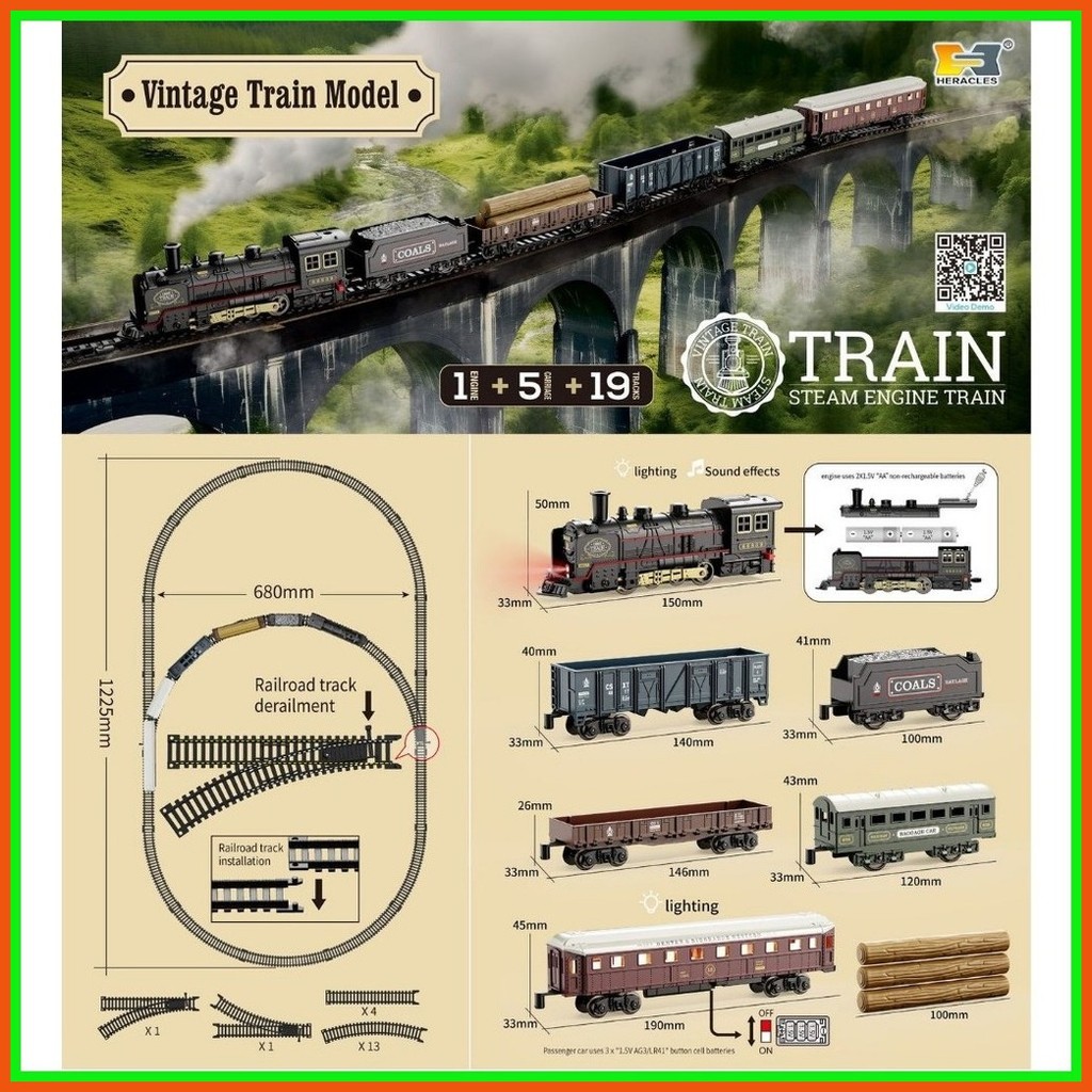 Retro train rail car electric train transport cargo passenger train ...