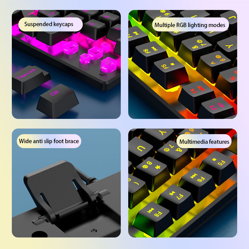 Raiku 87-Key RGB Wired Gaming Keyboard - Responsive Membrane Switch ...